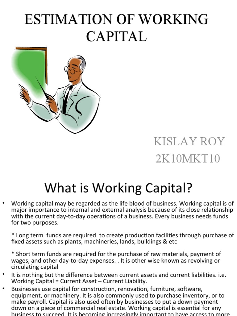 Estimation of Working Capital | PDF | Working Capital | Finance & Money ...