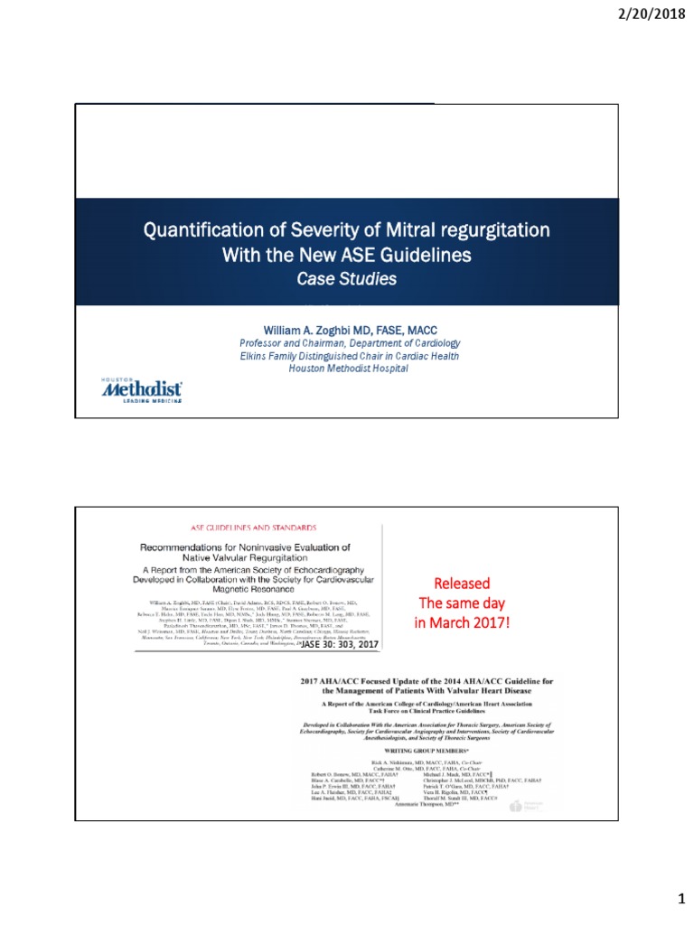 Quantification of Severity of Mitral Regurgitation With The New ASE ...