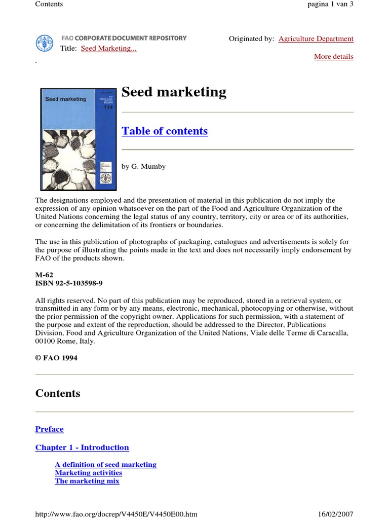 Seed Marketing FAO | PDF | Cooperative | Marketing