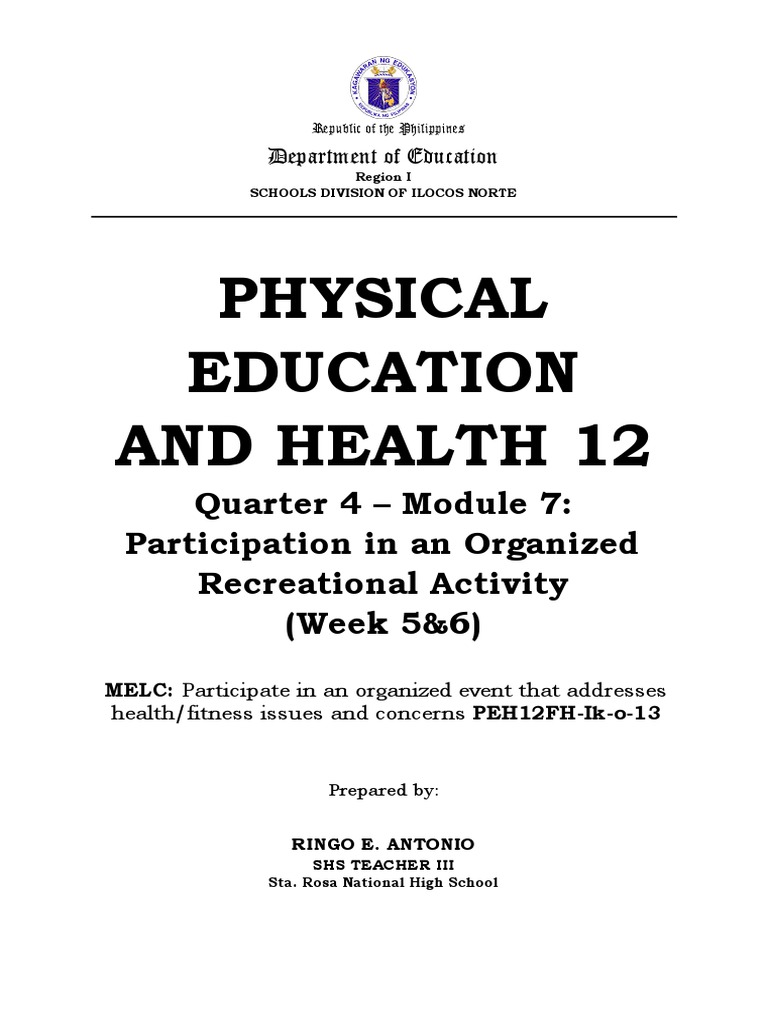 Q4 M7 PEH 12 Q4 MELC07 MODULE Week56.AntonioRingo C. | PDF | Recreation | Obesity