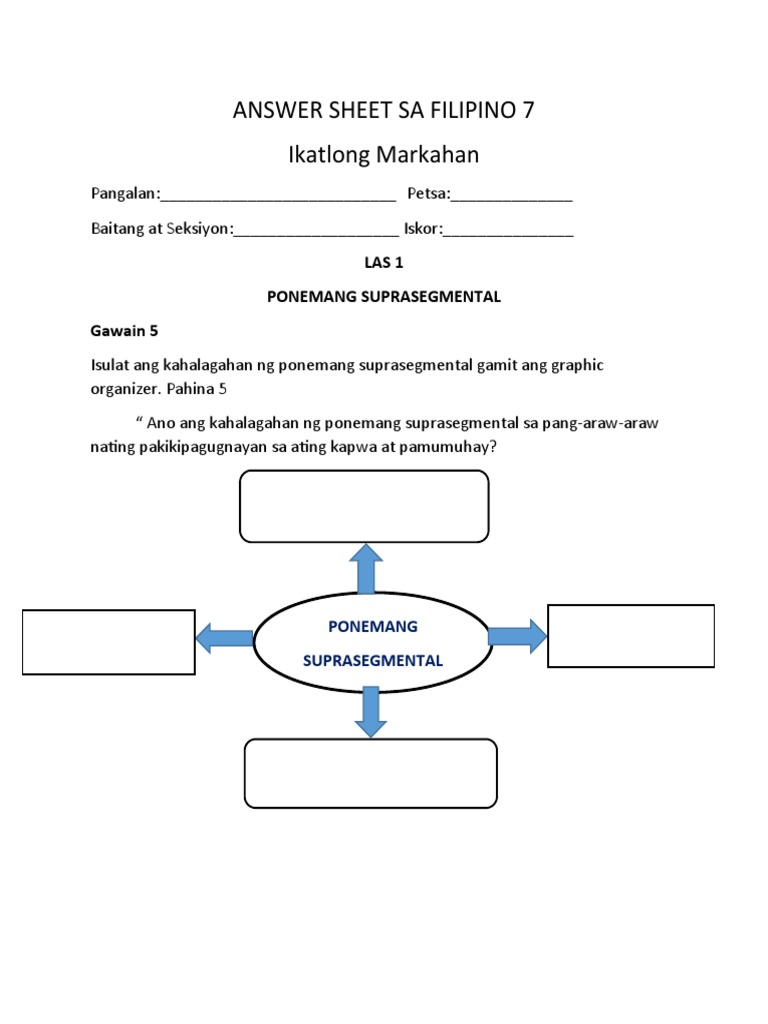 Answer Sheet in Filipino | PDF