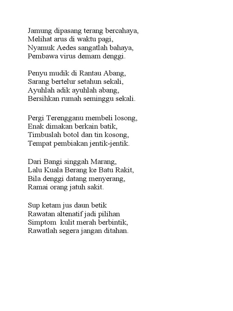 Pantun Denggi Hafiy | PDF