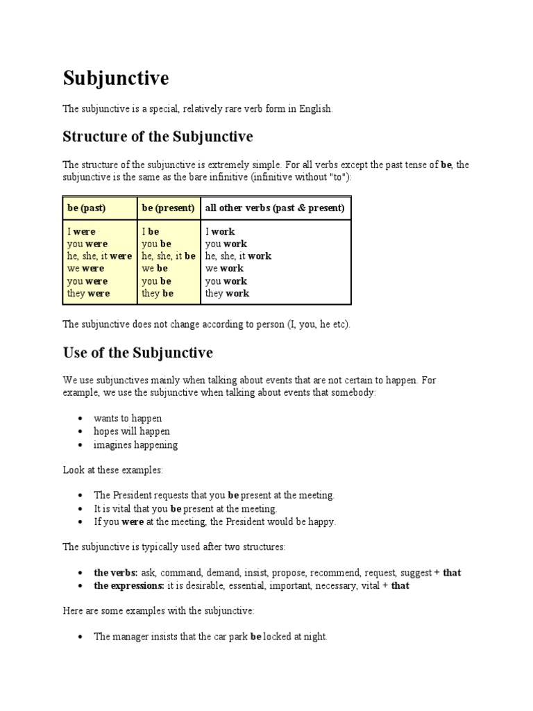 Subjunctive: Structure of The Subjunctive | PDF | Syntax | Foreign ...
