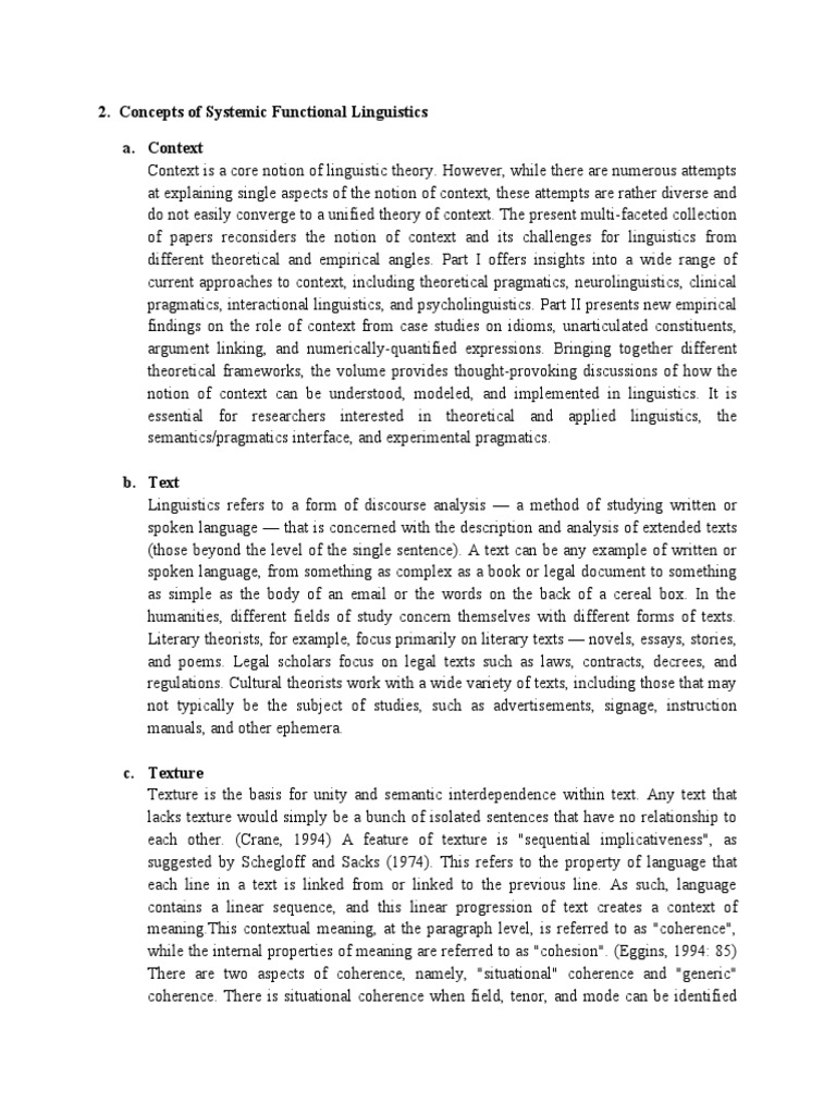 Concepts of Systemic Functional Linguistics | PDF | Linguistics ...