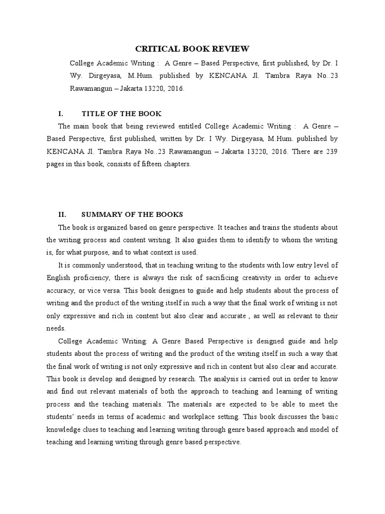 Contoh Critical Book Review | PDF | Books | Genre