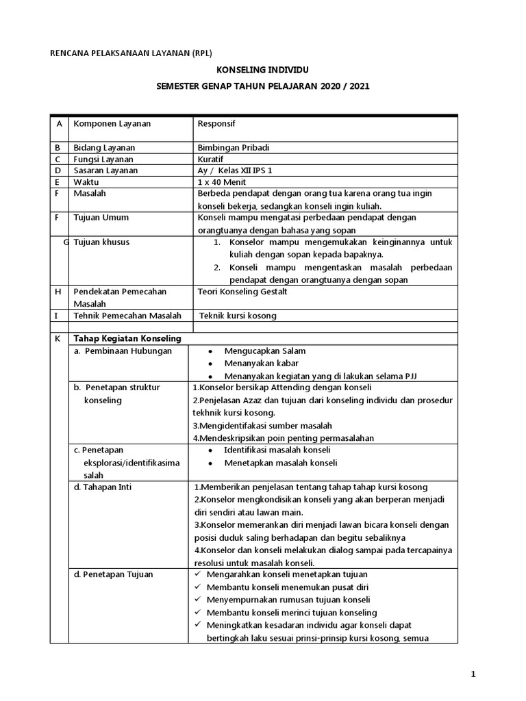 RPL - Konseling - Individu - PPL2 Rev Pak Ramli | PDF