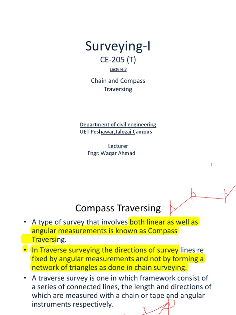 Lecture 3 Chain & Compass Surveying | PDF | Compass | Angle