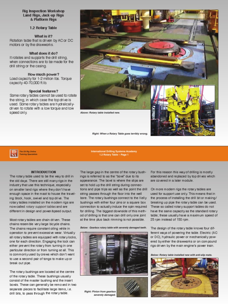 Tutorial Pages Example Rotary Table | PDF | Drill | Drilling Rig