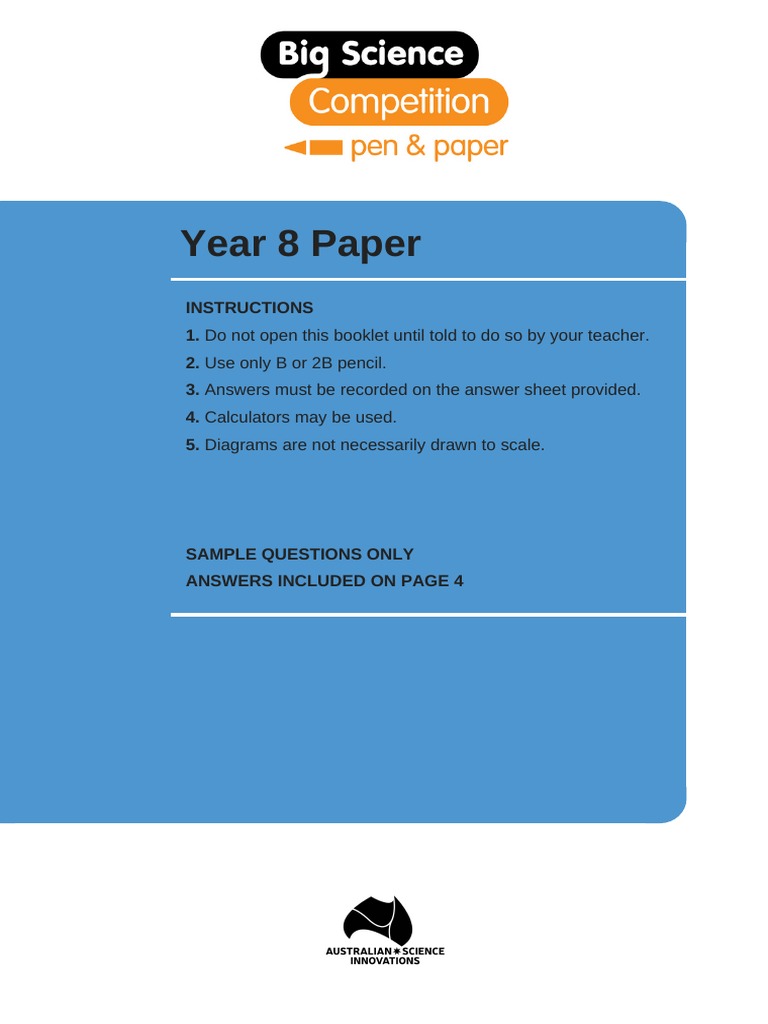 Year 8 Sample Paper BSC | PDF | Water | Science
