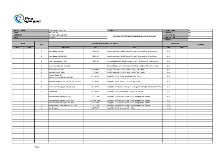Mto Instrument Condensate Recovery | PDF | Valve | Continuum Mechanics