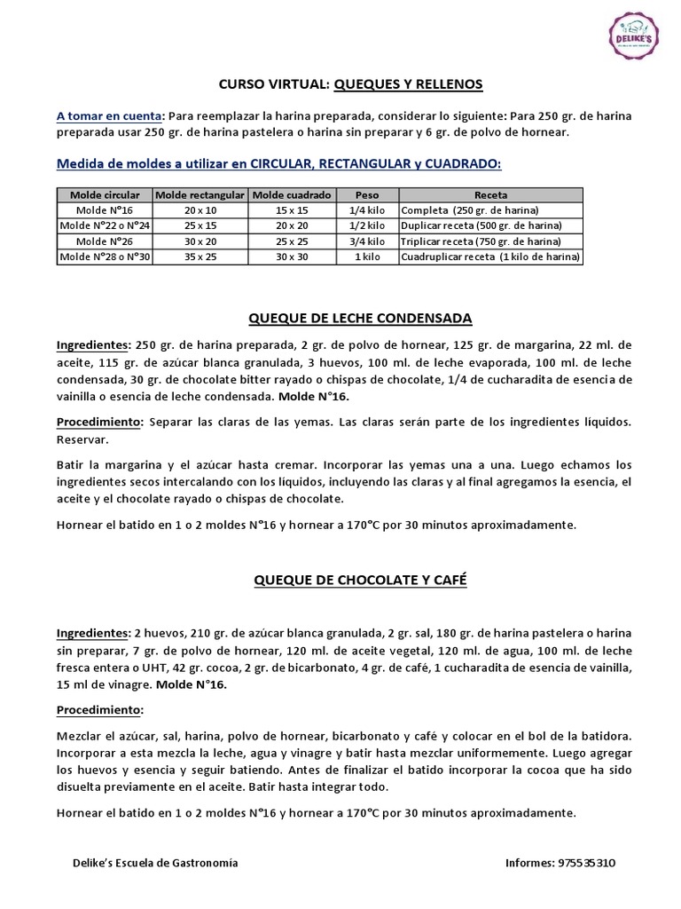 Queques y Rellenos | PDF | Crema | Chocolate