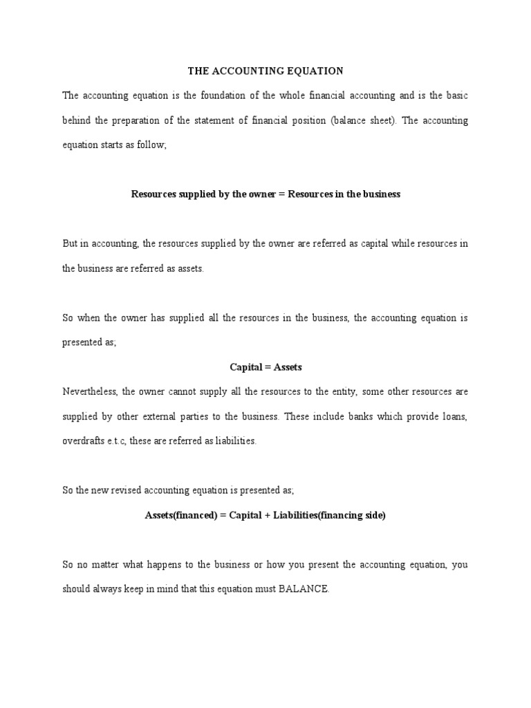 Accounting Equation | PDF | Balance Sheet | Banks