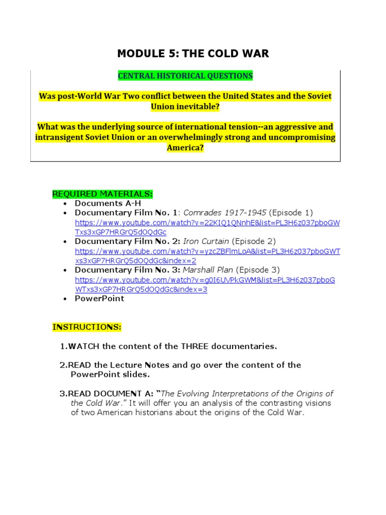 Module 5-Theme The Cold War | PDF | Cold War | Soviet Union