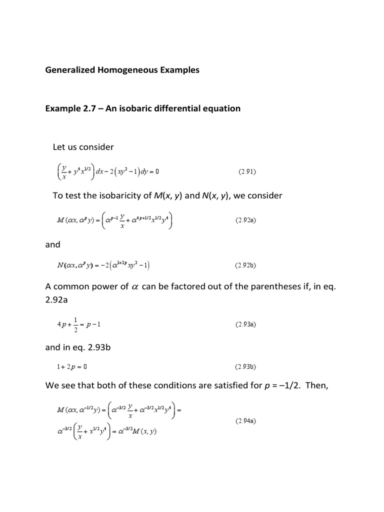 Generalized Homogeneous Examples: Let Us Consider | PDF | Mathematical ...