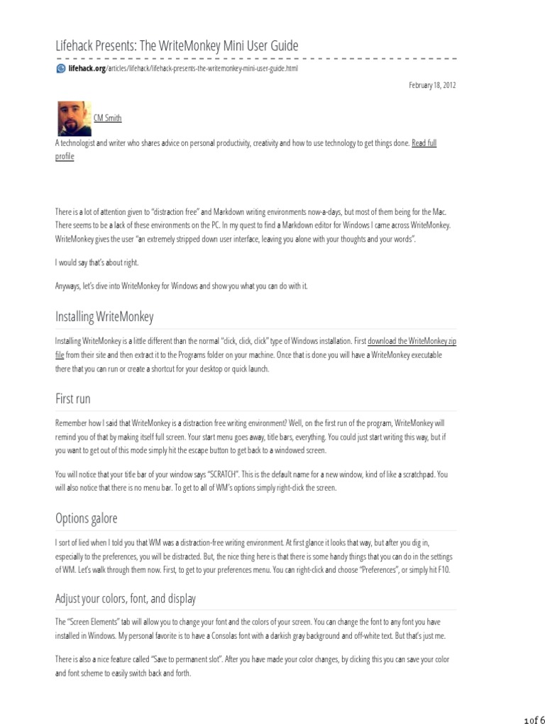 Lifehack Presents - The WriteMonkey Mini User Guide | PDF | Goal | Window (Computing)