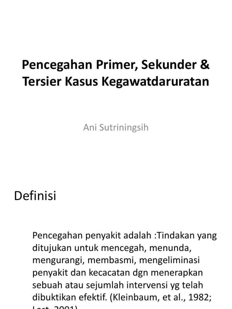 TM 13 Pencegahan Primer, Sekunder & Tersier | PDF