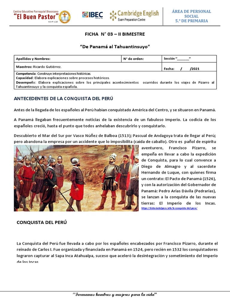 Separata 03 - Iii Unidad - 5.primaria | Descargar gratis PDF | Francisco Pizarro | Colonización ...