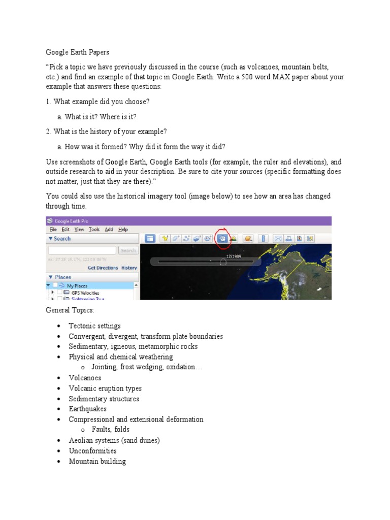 Google Earth Geology Research Guide | PDF | Geology | Volcano