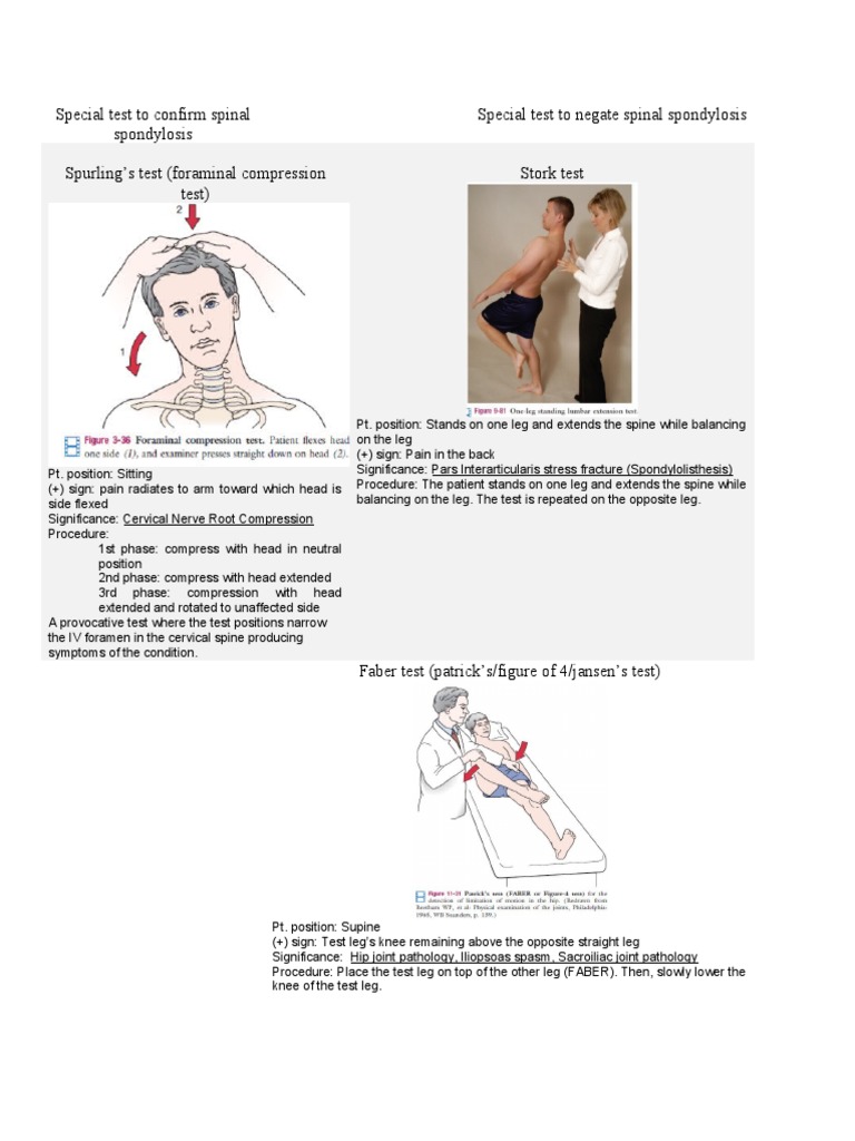 Exams To Confirm and Negate Spinal Spondy and Steno | PDF | Spinal Cord ...