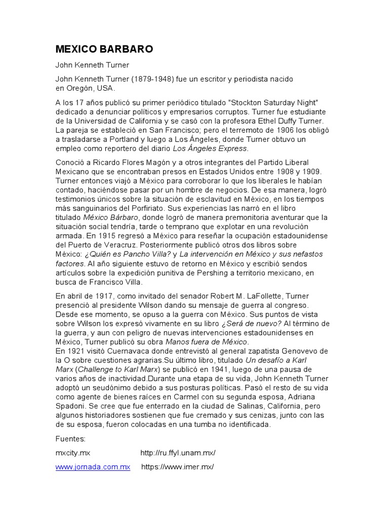 John Kenneth Turner | PDF | Gobierno | Política (general)
