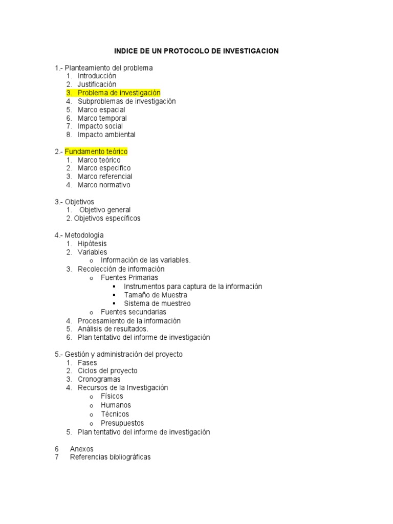 Indice de Un Protocolo de Investigacion | PDF | Metodología | Método científico