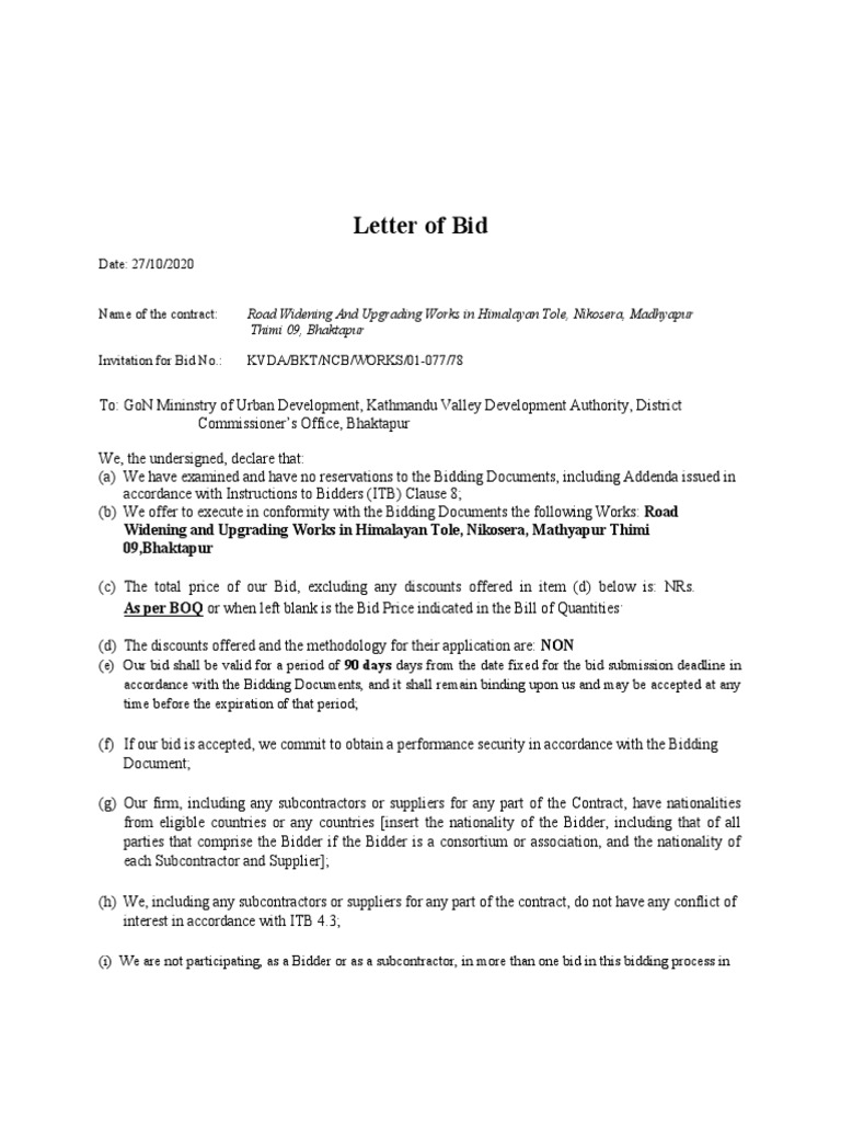 Letter of Bid | PDF | Audit | Government