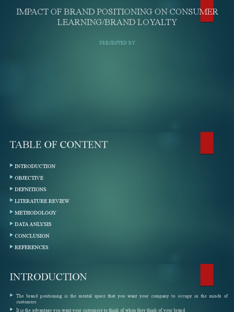 Impact of Brand Positioning On Consumer Learning-Brand Loyalty | PDF | Brand | Consumer Behaviour