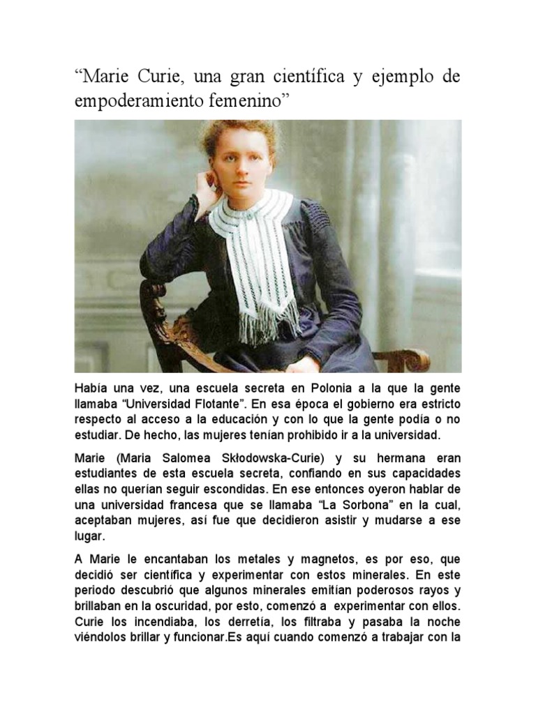 Marie Curie: Pionera de la Ciencia Femenina | PDF | Historia | Libros ...