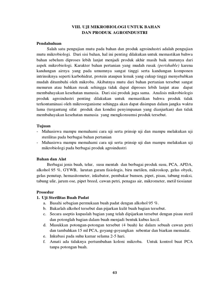 Uji Mikrobiologi Untuk Bahan Dan Produk Agroindustri | PDF | Kesehatan ...