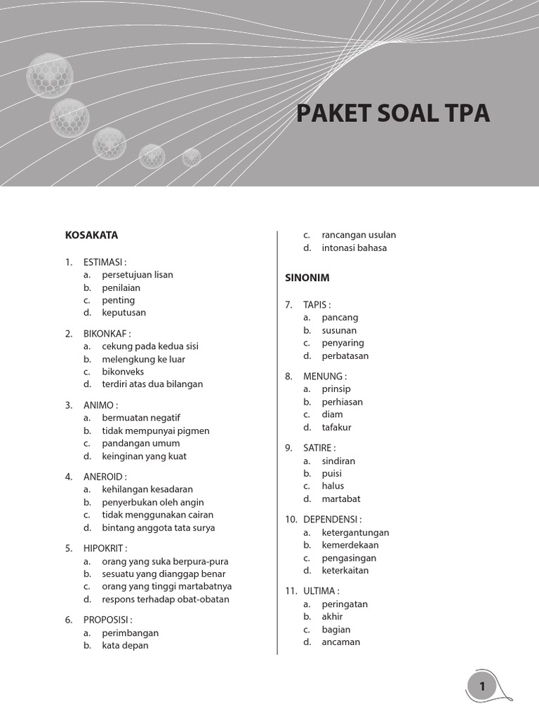 Paket Soal TPA | PDF