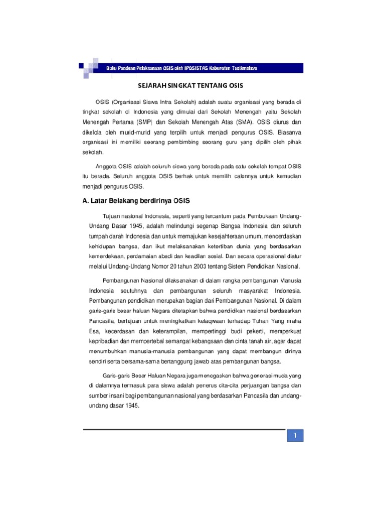 Struktur dan Tugas OSIS Lengkap | PDF