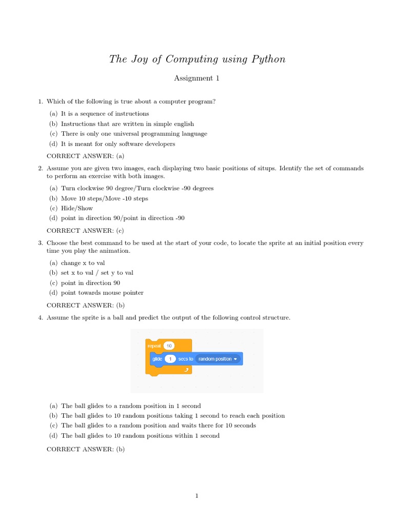 The Joy of Computing Using Python: Assignment 1 | PDF | Computer ...