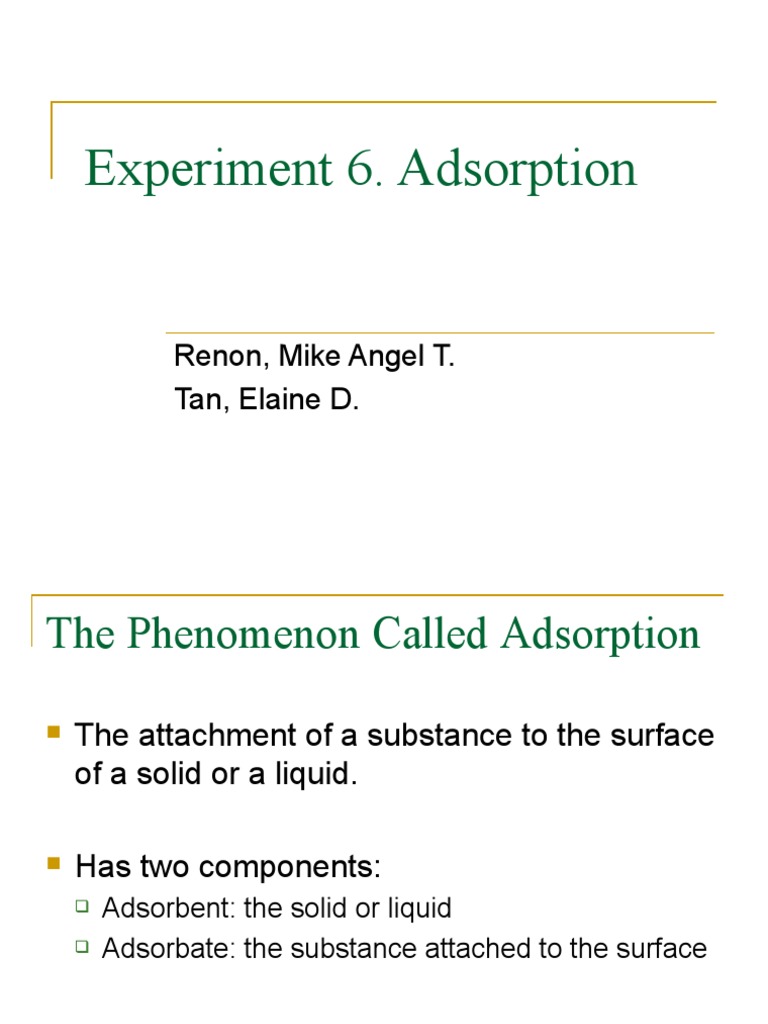 Acetic Acid Adsorption on Charcoal | PDF | Adsorption | Condensed Matter