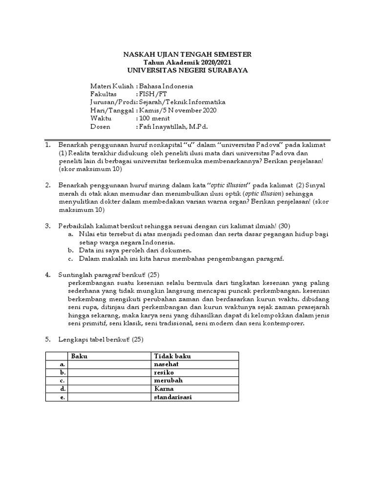 Uts Bi 2020 | PDF | Kajian Bahasa Asing