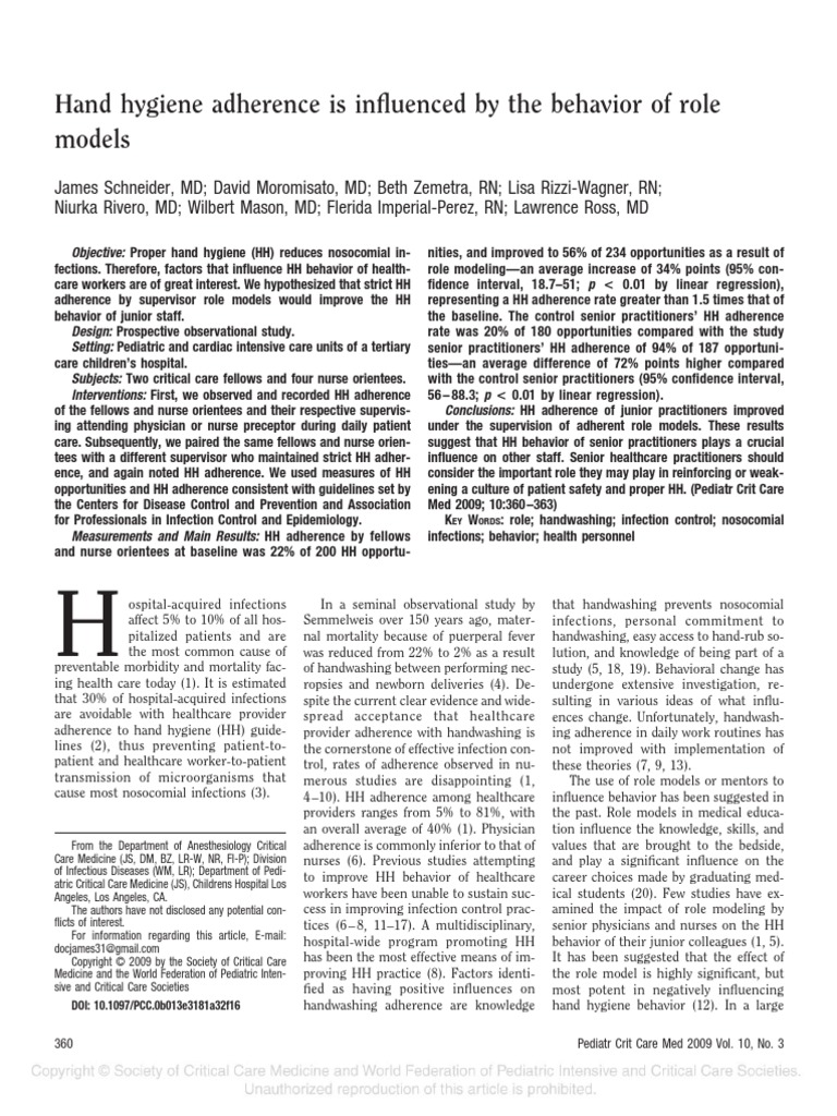 Hand Hygiene & Role Models | Download Free PDF | Hospital Acquired ...