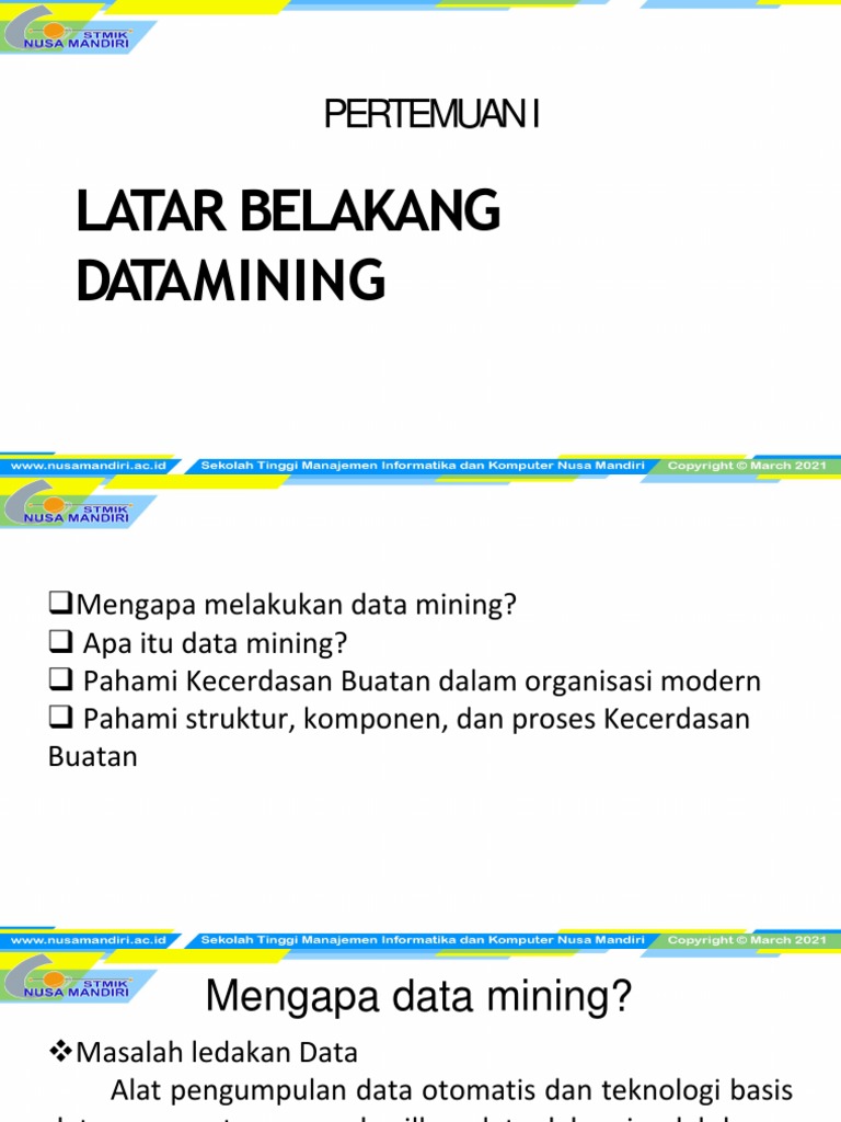 Pertemuani: Latar Belakang Datamining | PDF