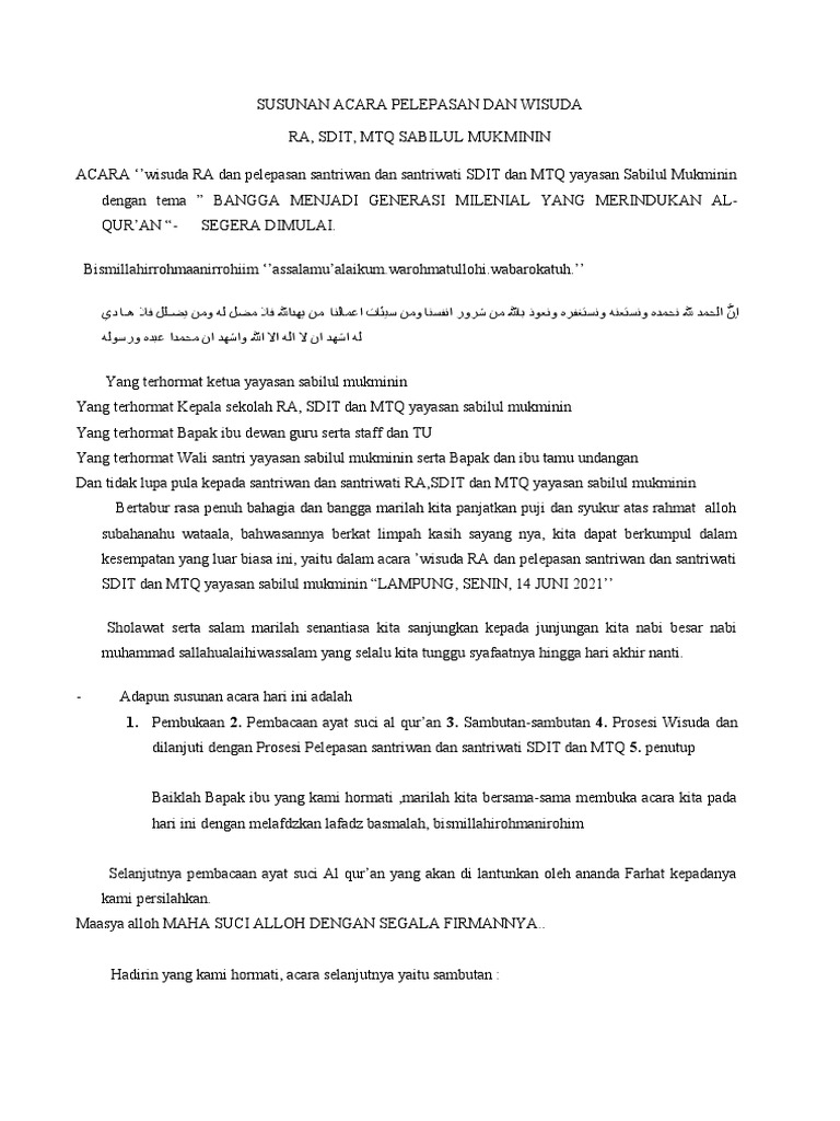 Teks MC Wisuda | PDF