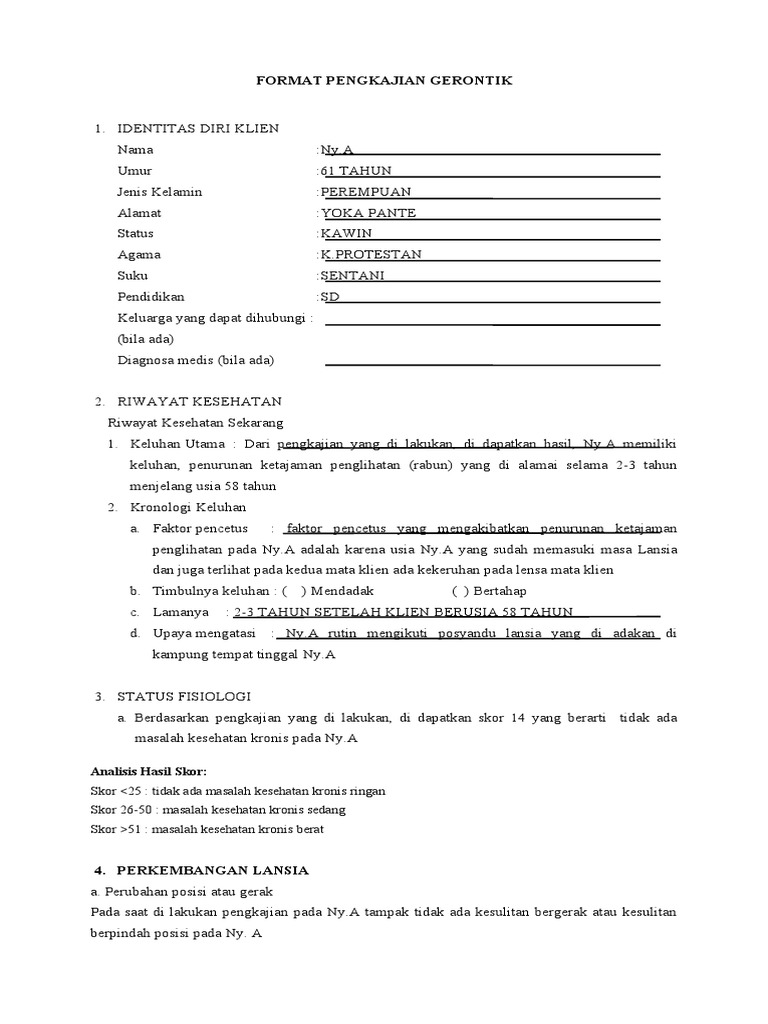 Format Pengkajian Gerontik | PDF