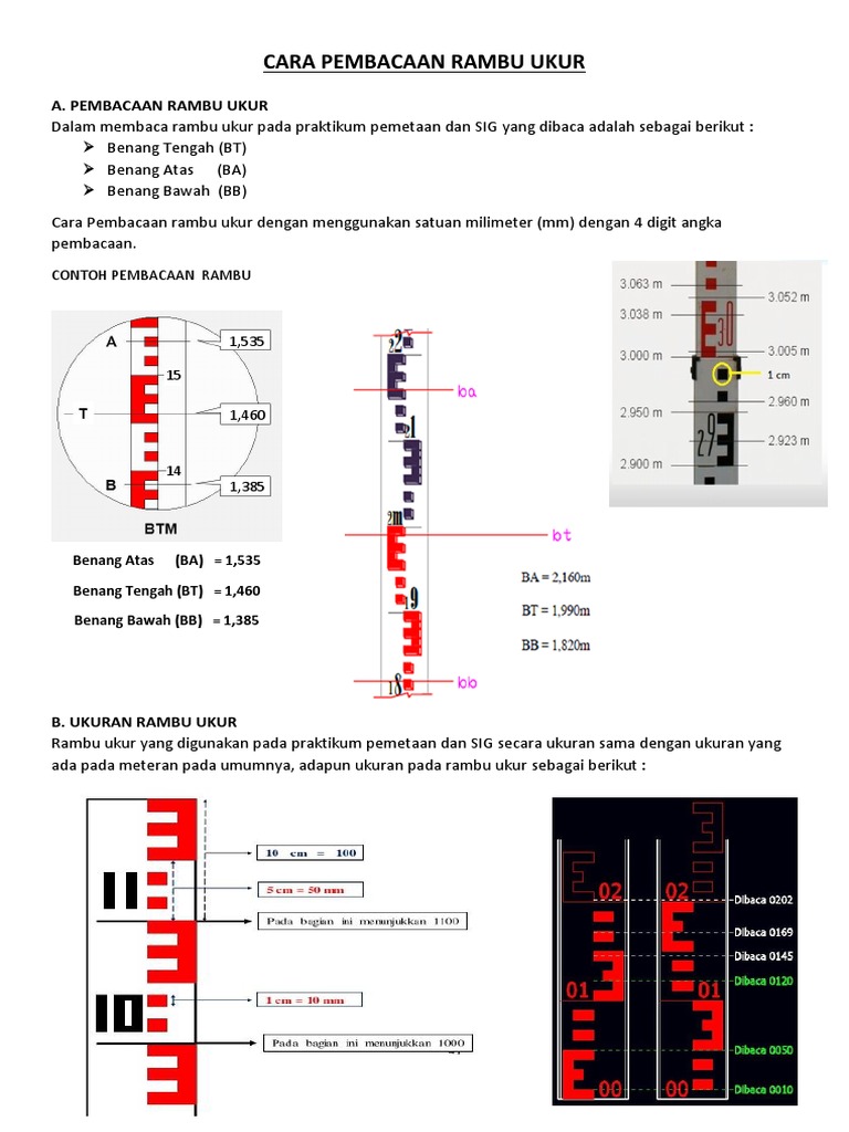 Pembacaan Rambu Ukur (Praktikum Pemetaan Dan Sig) | PDF
