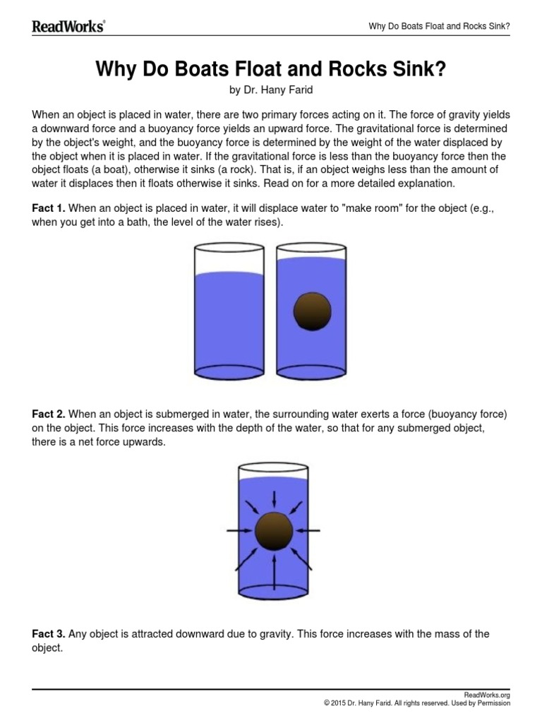 Why Do Boats Float and Rocks Sink? | PDF | Buoyancy | Weight
