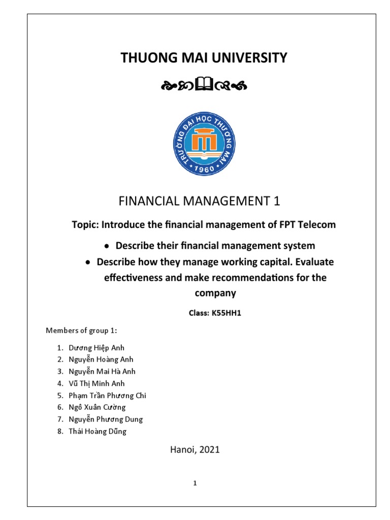 Financial Management - Group 1 | PDF | Revenue | Working Capital