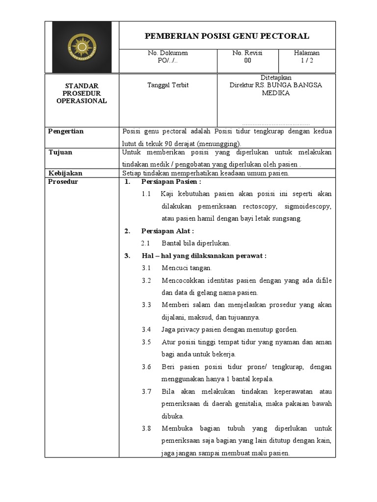 Posisi Genu Pectoral: Prosedur dan Tujuan | PDF