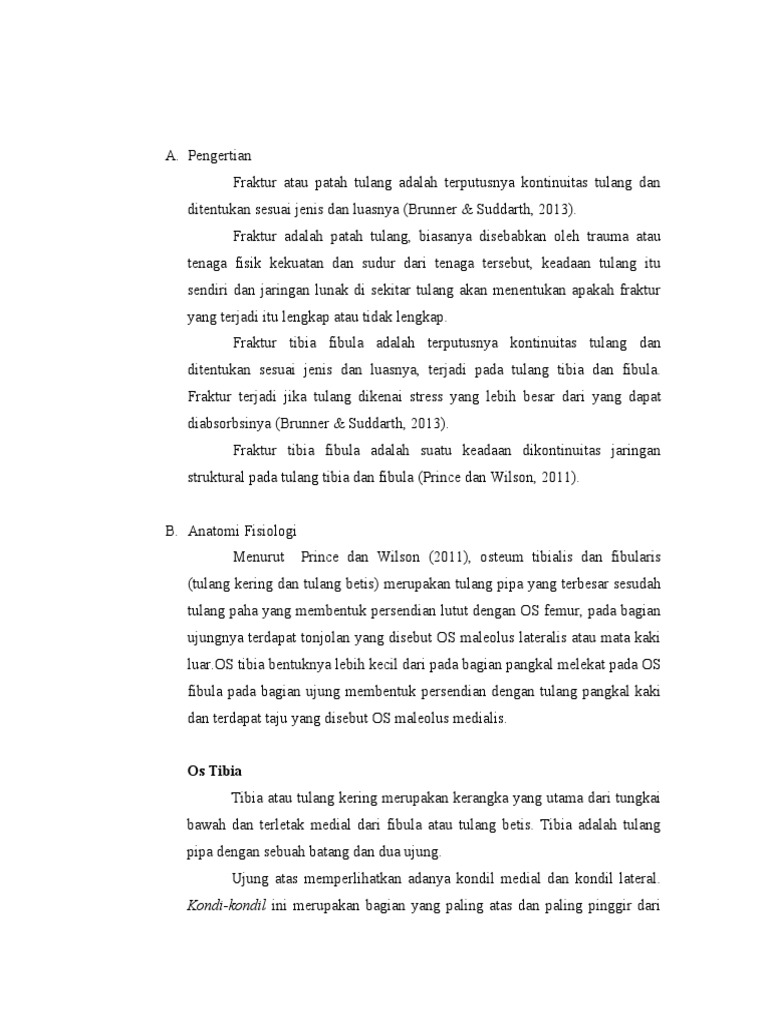 Fraktur Tibia Fibula: Anatomi & Penyebab | PDF