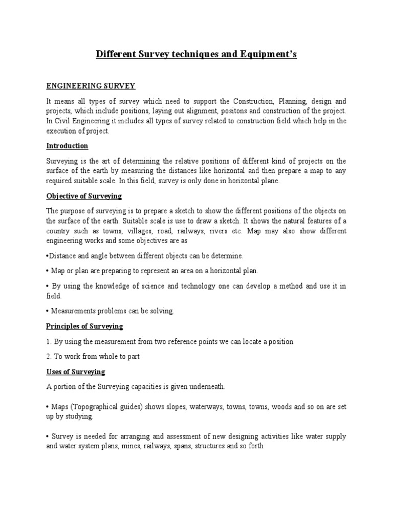 Engineering Survey Techniques | PDF | Surveying | Global Positioning System