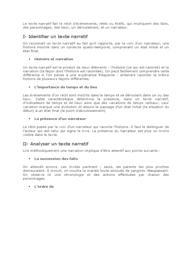 Comprendre le texte narratif | PDF
