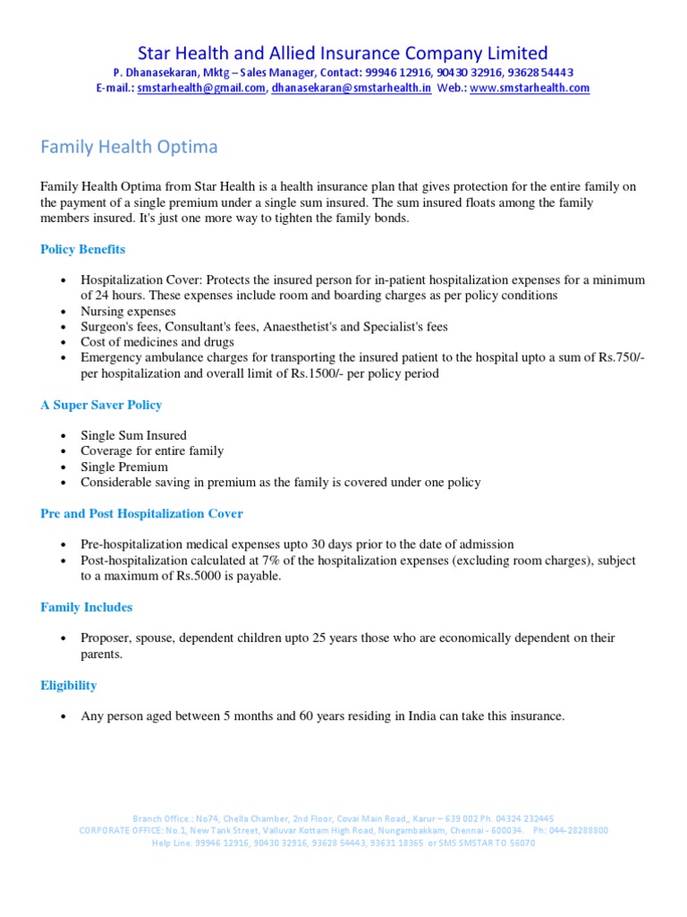 Star Health and Allied Insurance Company Limited | PDF | Insurance ...