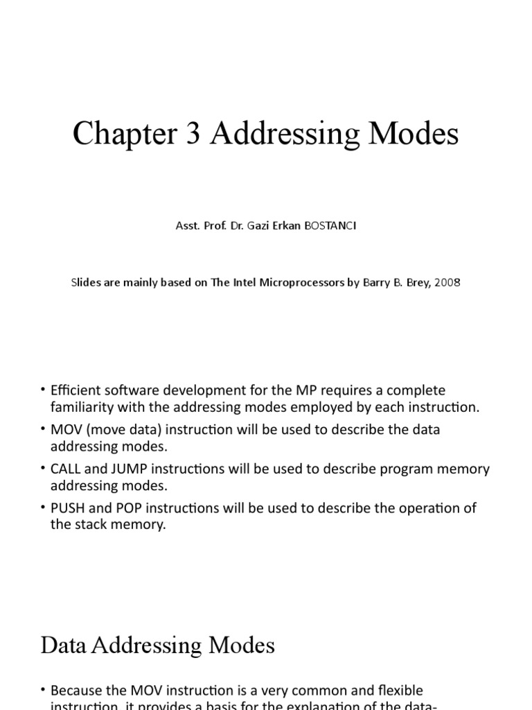 Chapter 3 Addressing Modes: Asst. Prof. Dr. Gazi Erkan BOSTANCI | PDF | Pointer (Computer ...