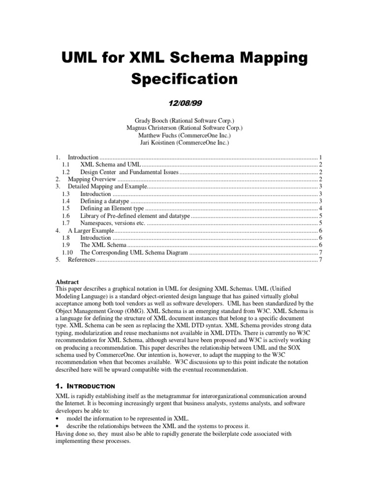 UML For XML Schema Mapping Specification | PDF | Xml Schema | Xml