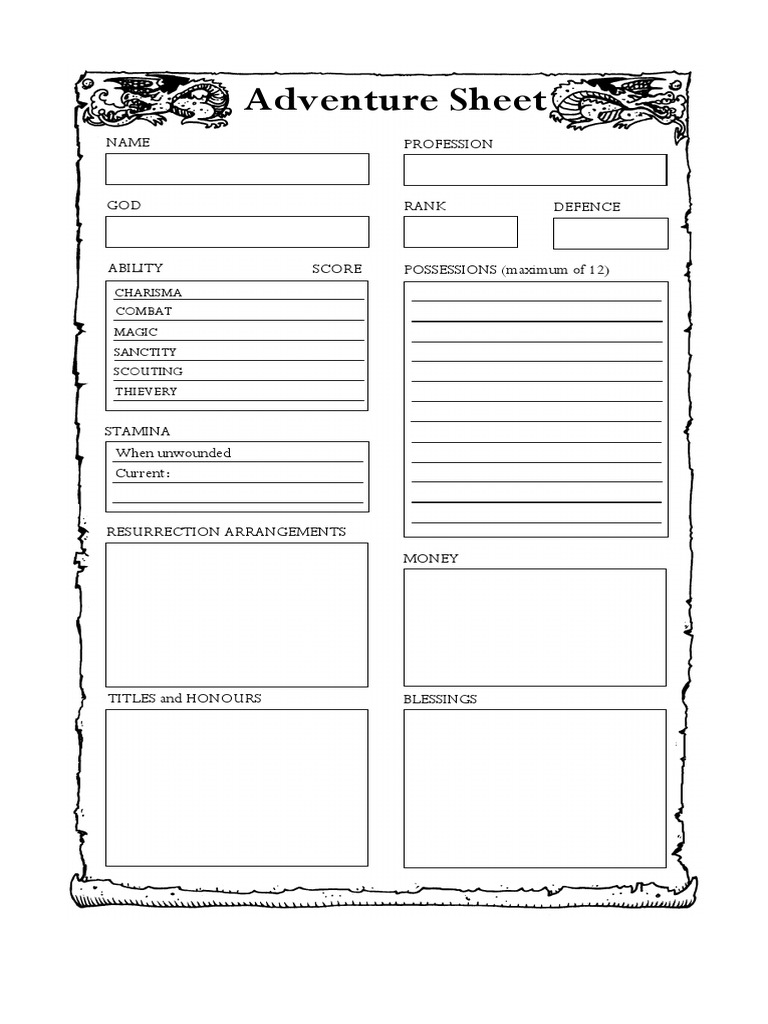 FL3 Adventure Sheets FL3 | PDF | Young Adult