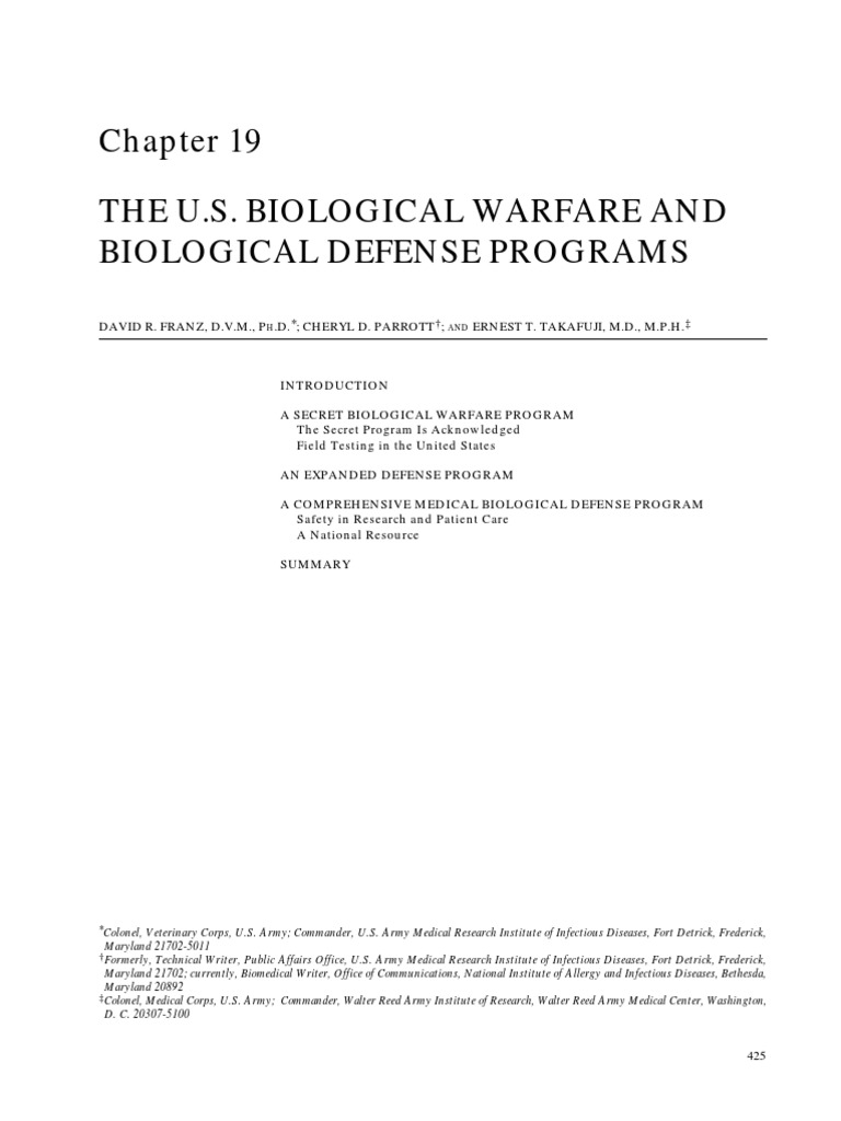The U.S. Biological Warfare and Biological Defense Programs | PDF ...